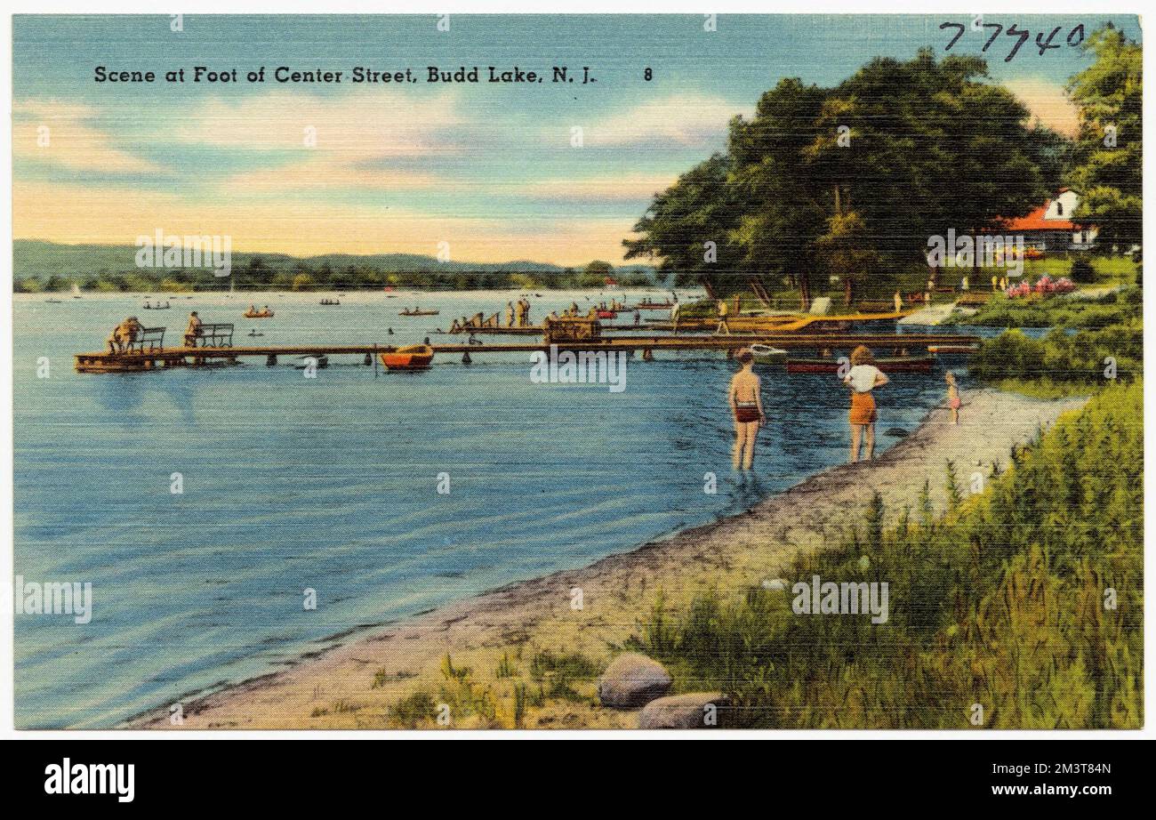 Scene at foot of Center Street, Budd Lake, N. J. , Lakes & ponds, Boats ...