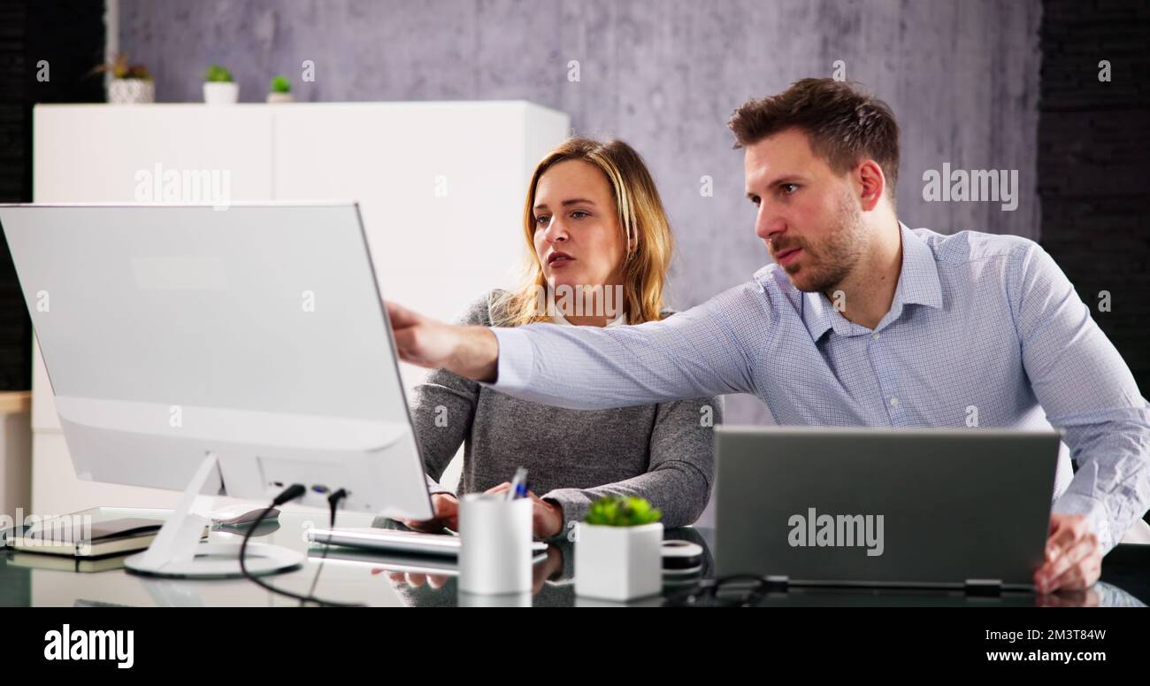 Business People Training On Computer. Young Woman In Office Stock Photo ...
