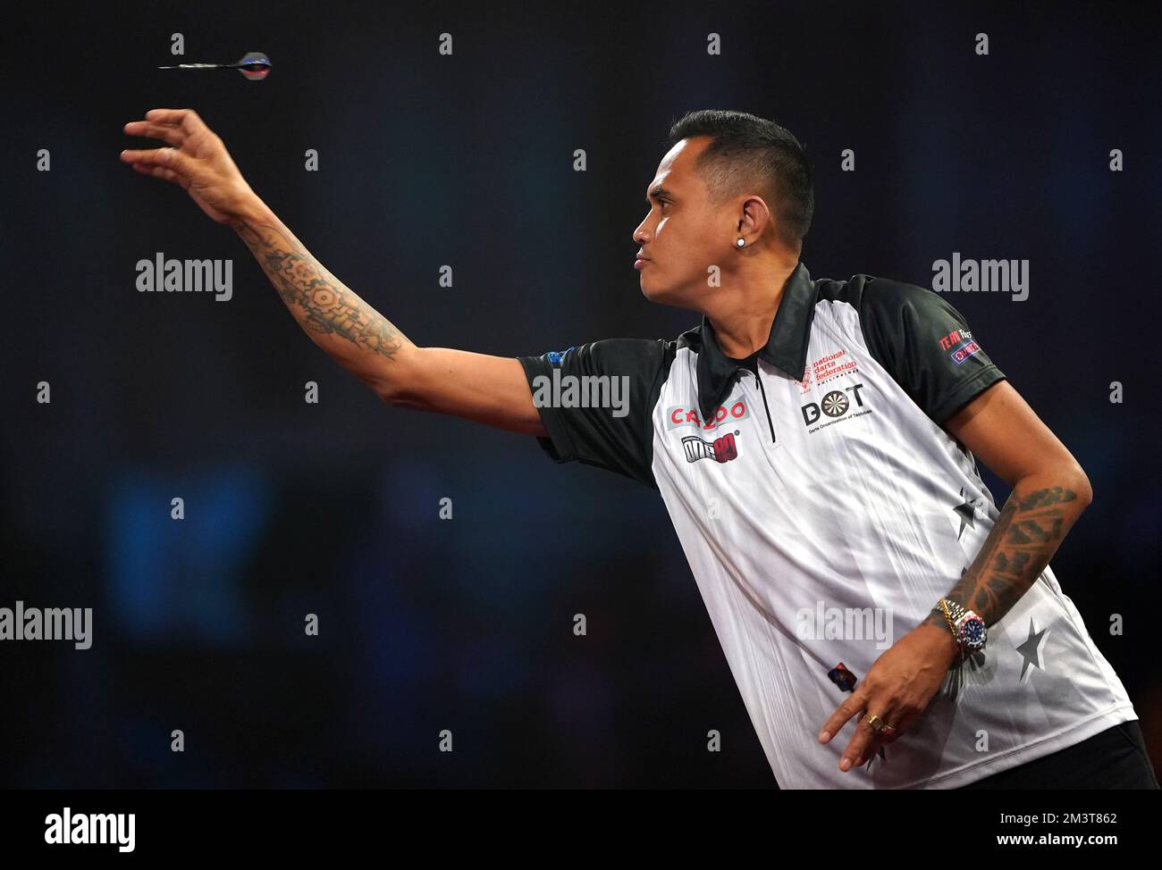 Philippines's Lourence Ilagan in action against Austria's Rowby-John Rodriguez during day two of ...