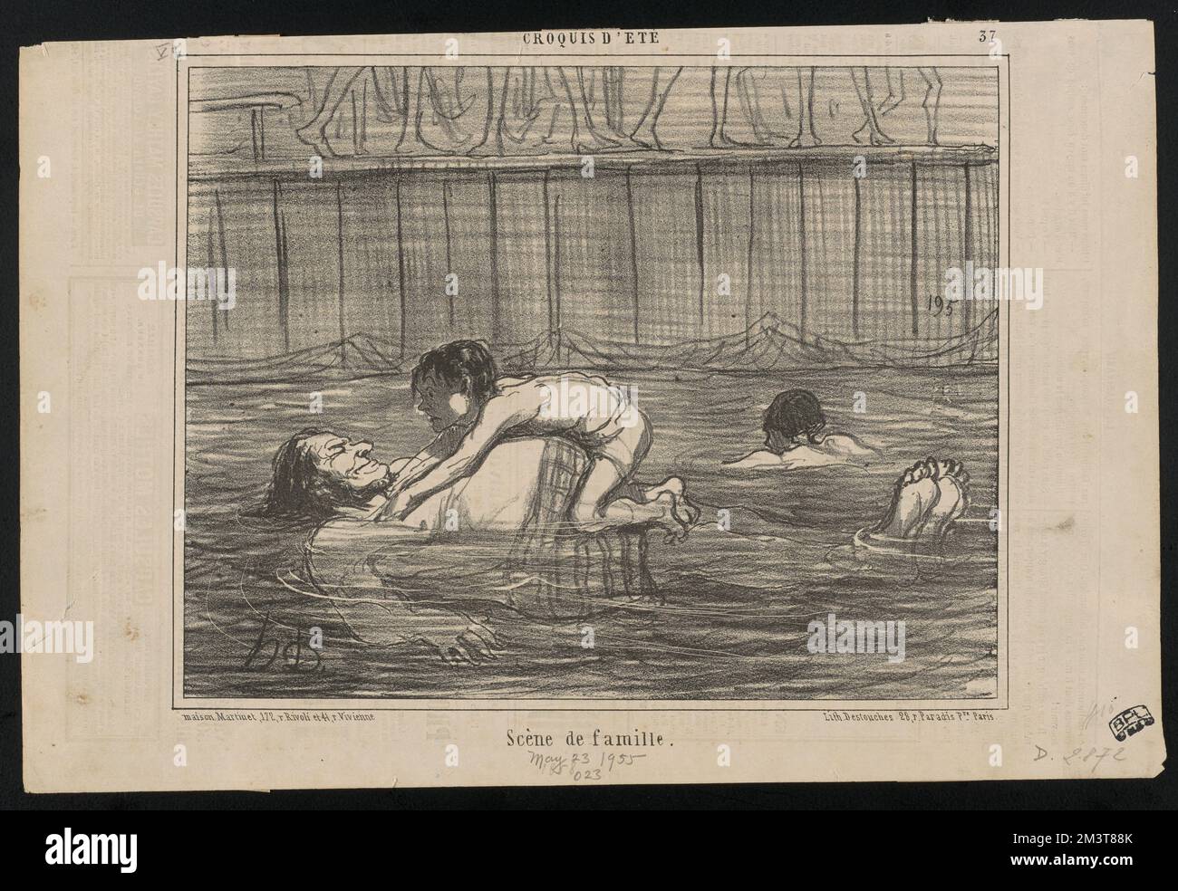 Scène de famille. Honoré Daumier (1808-1879). Lithographs Stock Photo ...