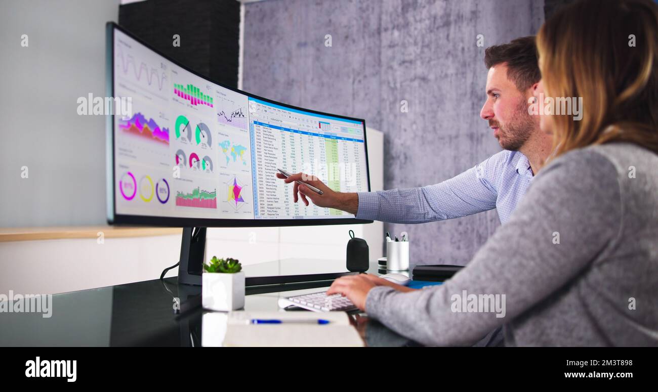 Analysts Looking At Business Data Analytics Dashboard Stock Photo - Alamy