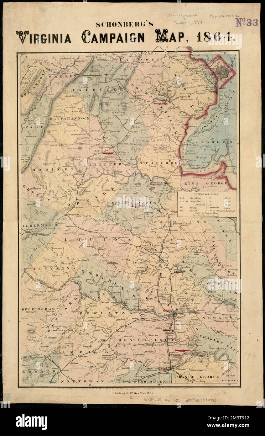 Schonberg's Virginia campaign map, 1864 , Virginia, History, Civil War ...