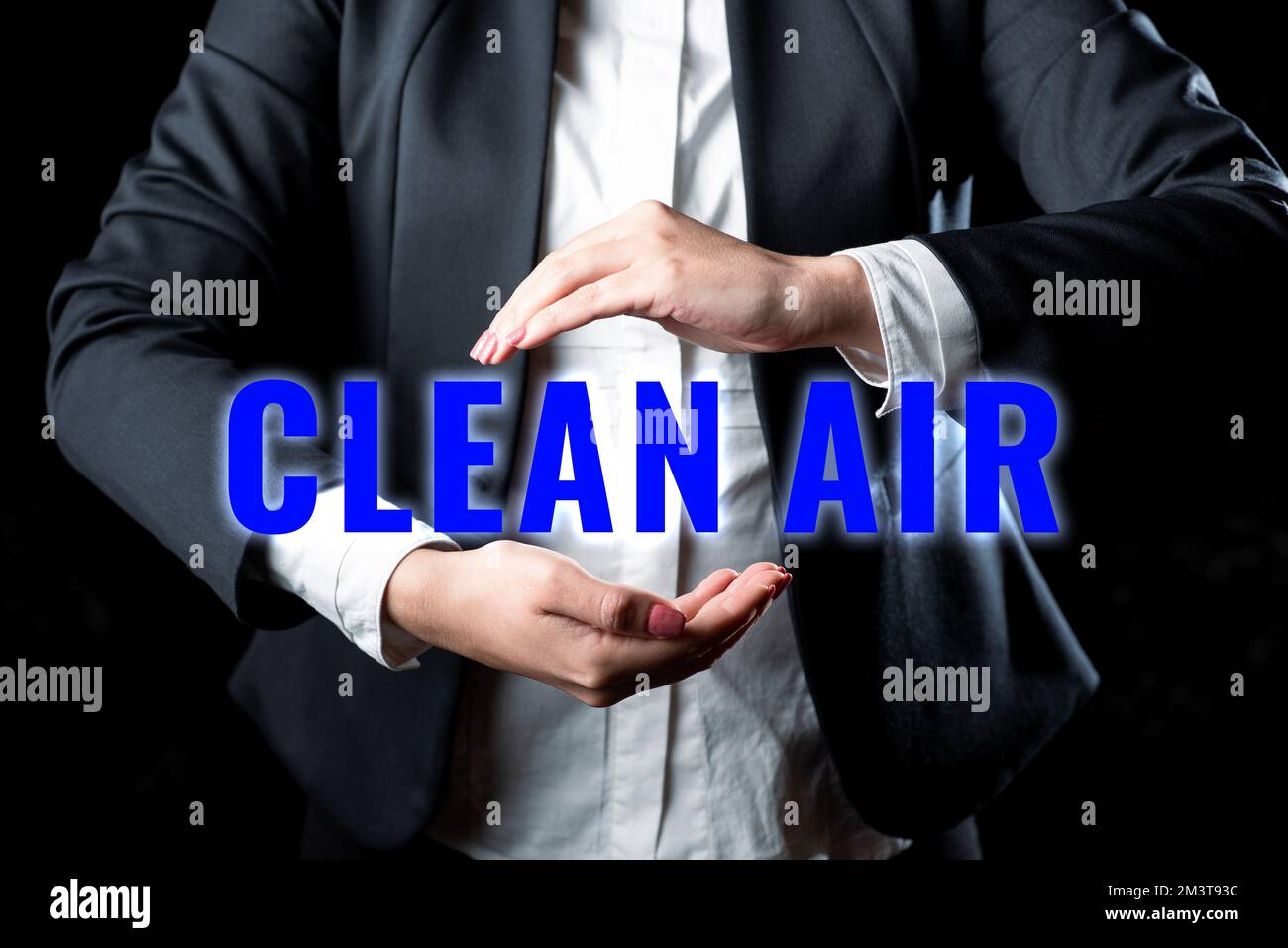 Hand writing sign Clean Air. Business concept air that has no harmful ...