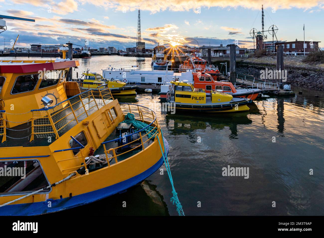 port of Cuxhaven, Germany at sunset Stock Photo - Alamy