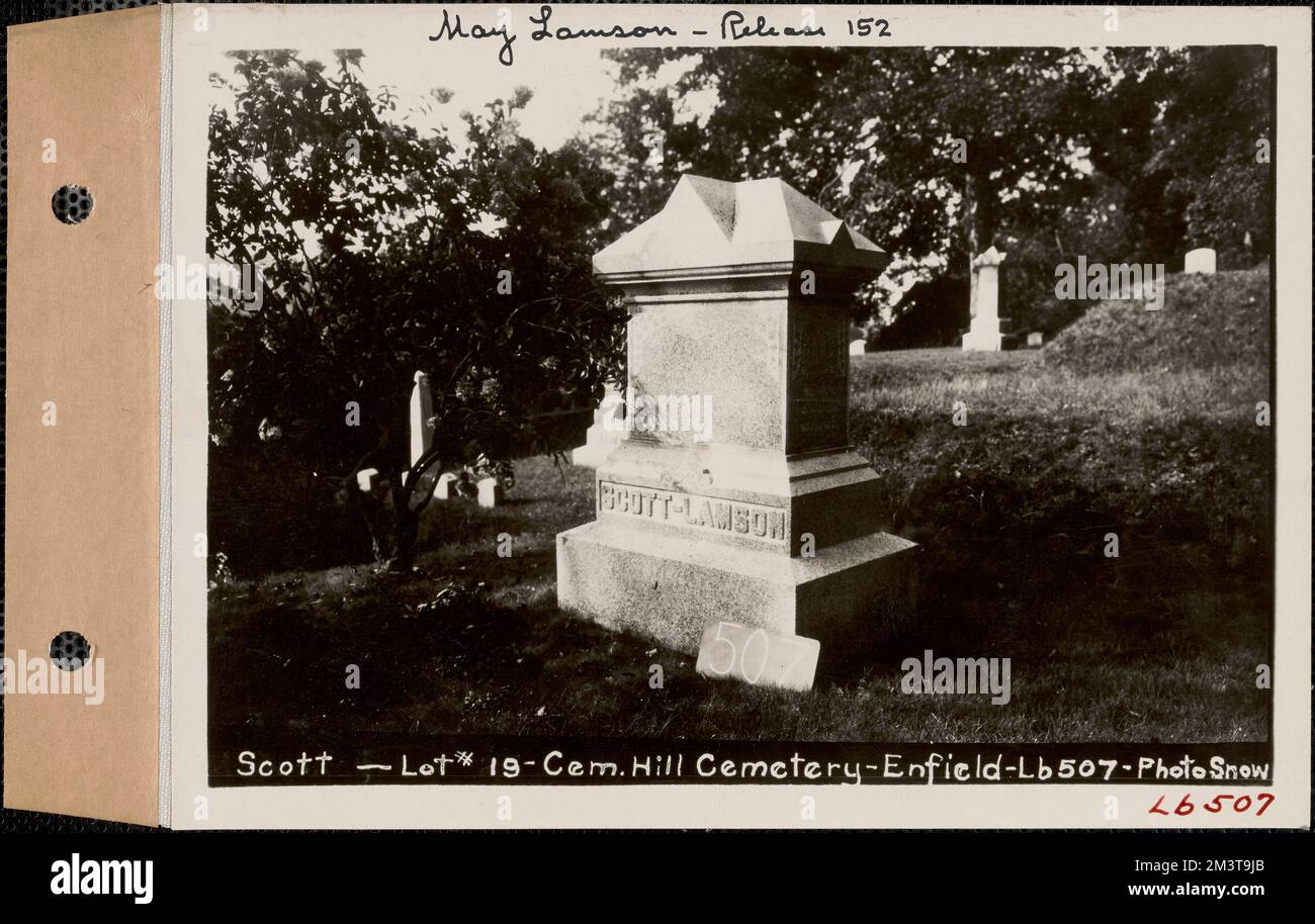 Scott - Lamson, Cemetery Hill Cemetery, lot 19, Enfield, Mass., ca ...