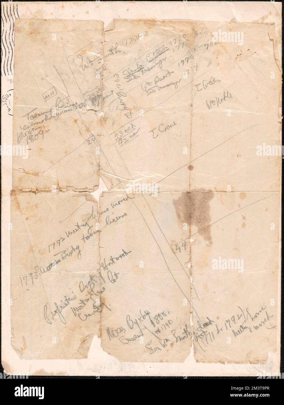 Scribbled Map of Original Town Center ,. Messenger Collection Stock ...