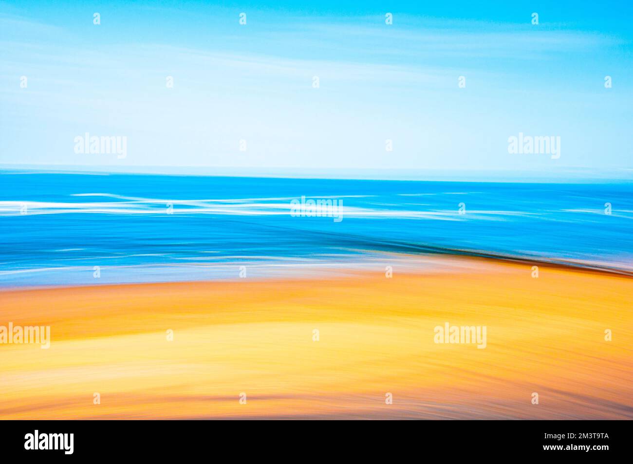 Intentional Camera Movement (ICM) abstract empty beach scene with ...