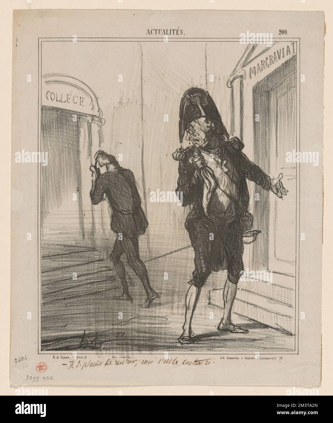 Il se plaint de rentrer.... Honoré Daumier (1808-1879). Lithographs ...