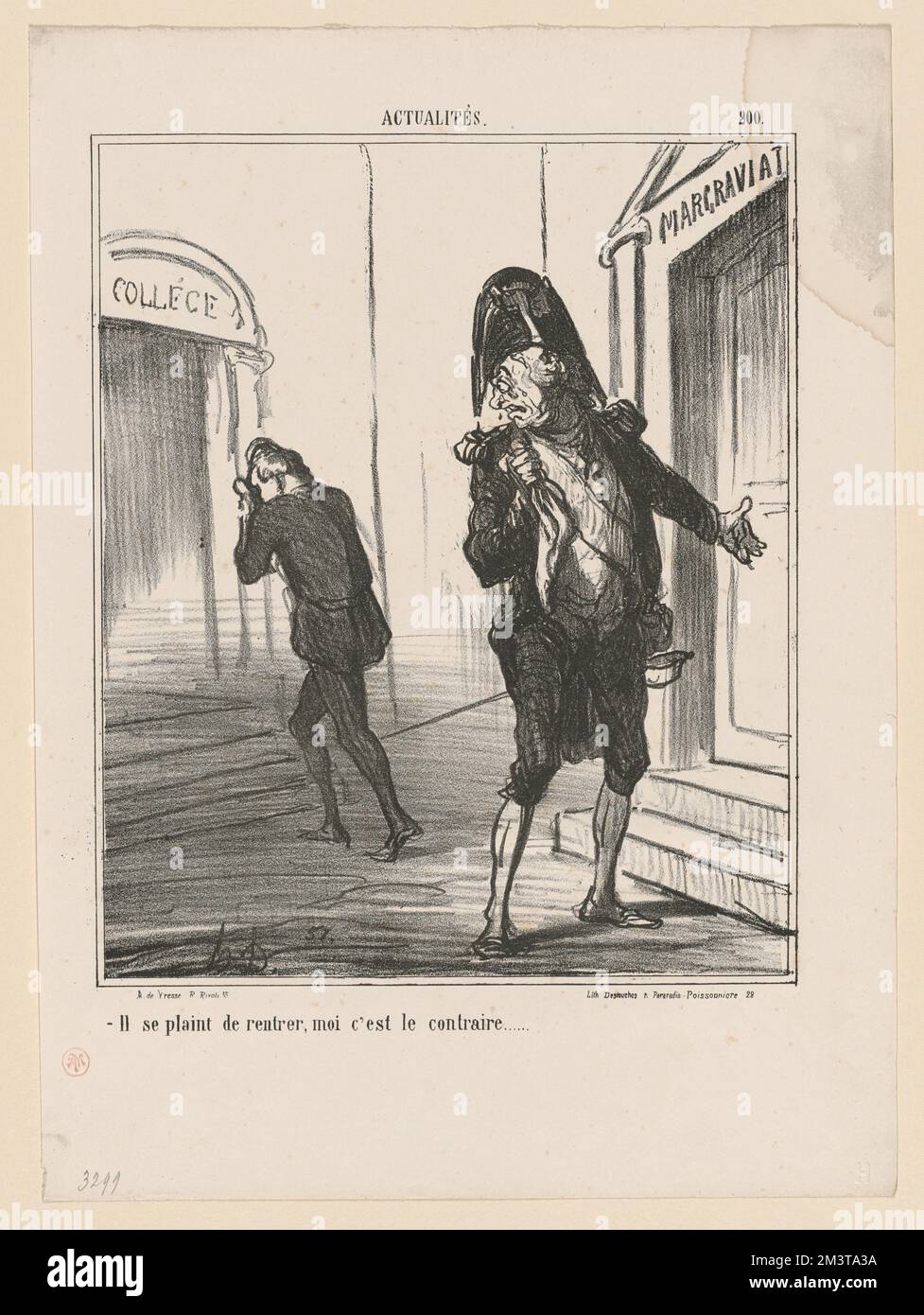 Il se plaint de rentrer.... Honoré Daumier (1808-1879). Lithographs ...