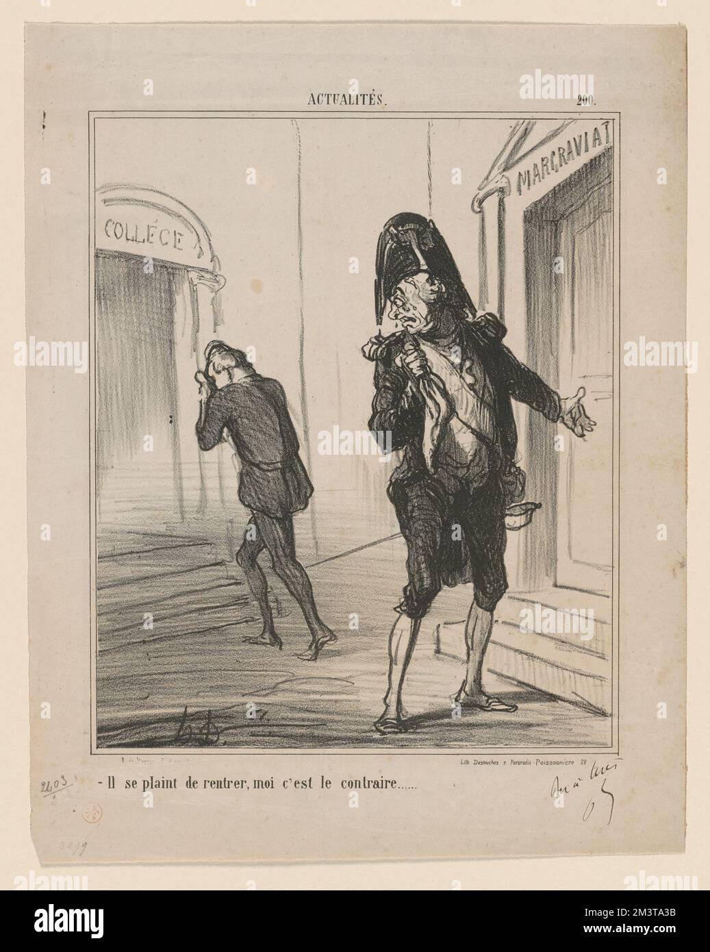 Il se plaint de rentrer.... Honoré Daumier (1808-1879). Lithographs ...