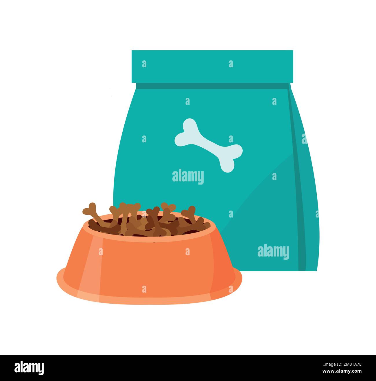 Cartoon pet food. Cat and dog feed packaging. Home animal feeding ...