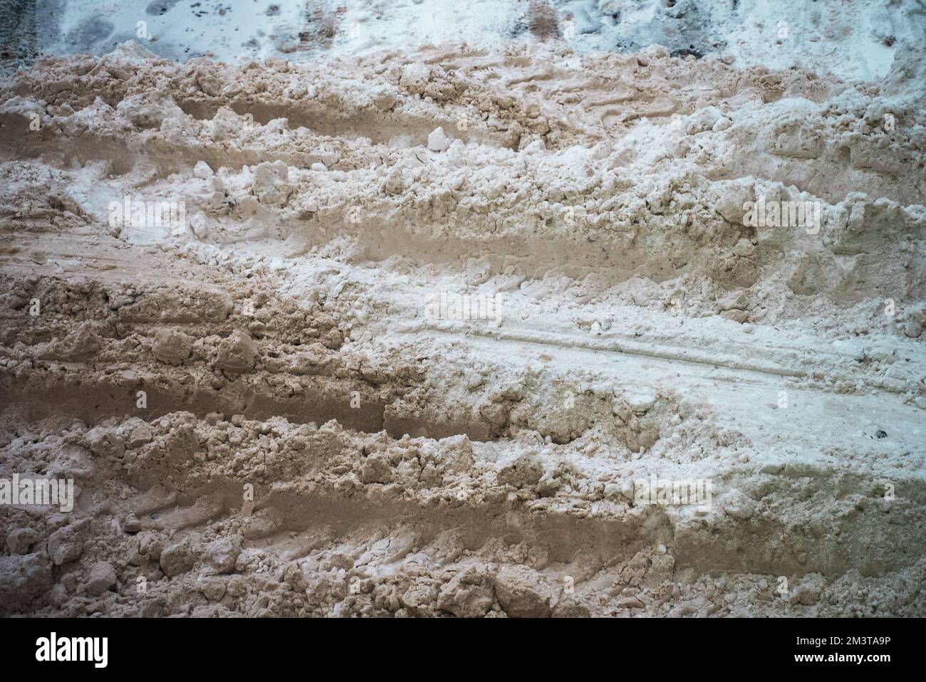 Dirty impassable road after a snowfall Stock Photo - Alamy