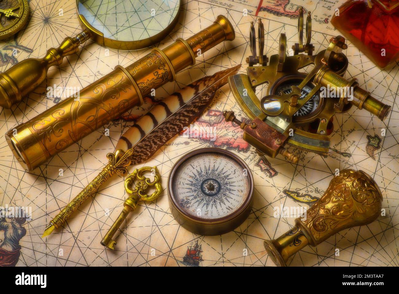 Compass. And Sextant Stock Photo - Alamy