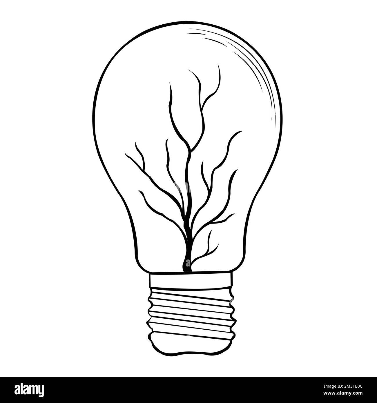 Light bulb Tree logo with line art style design template. Tree smart ...