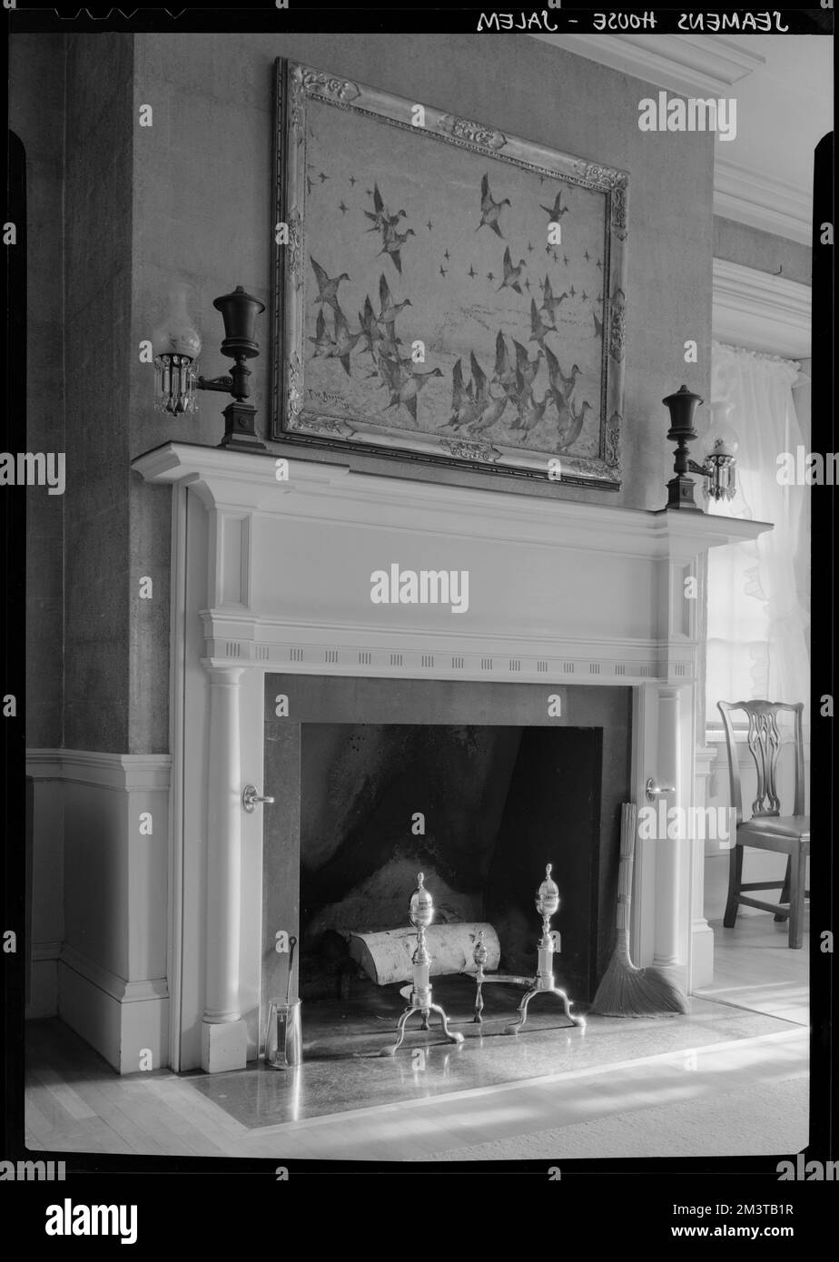 Seaman's House, interior , Interiors, Fireplaces. Samuel Chamberlain ...