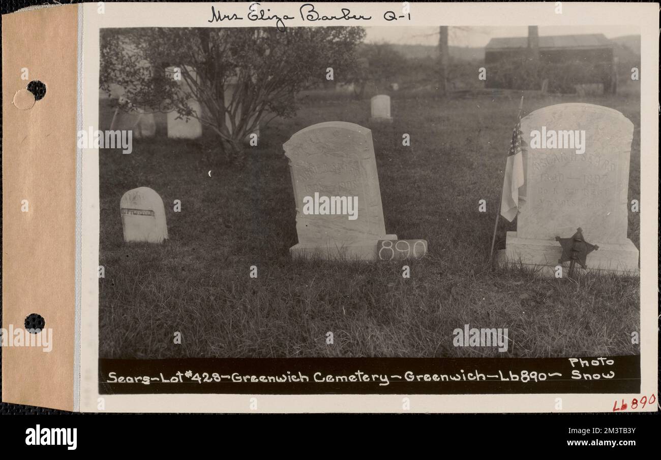 Sears, Greenwich Cemetery, Old section, lot 428, Greenwich, Mass., ca ...