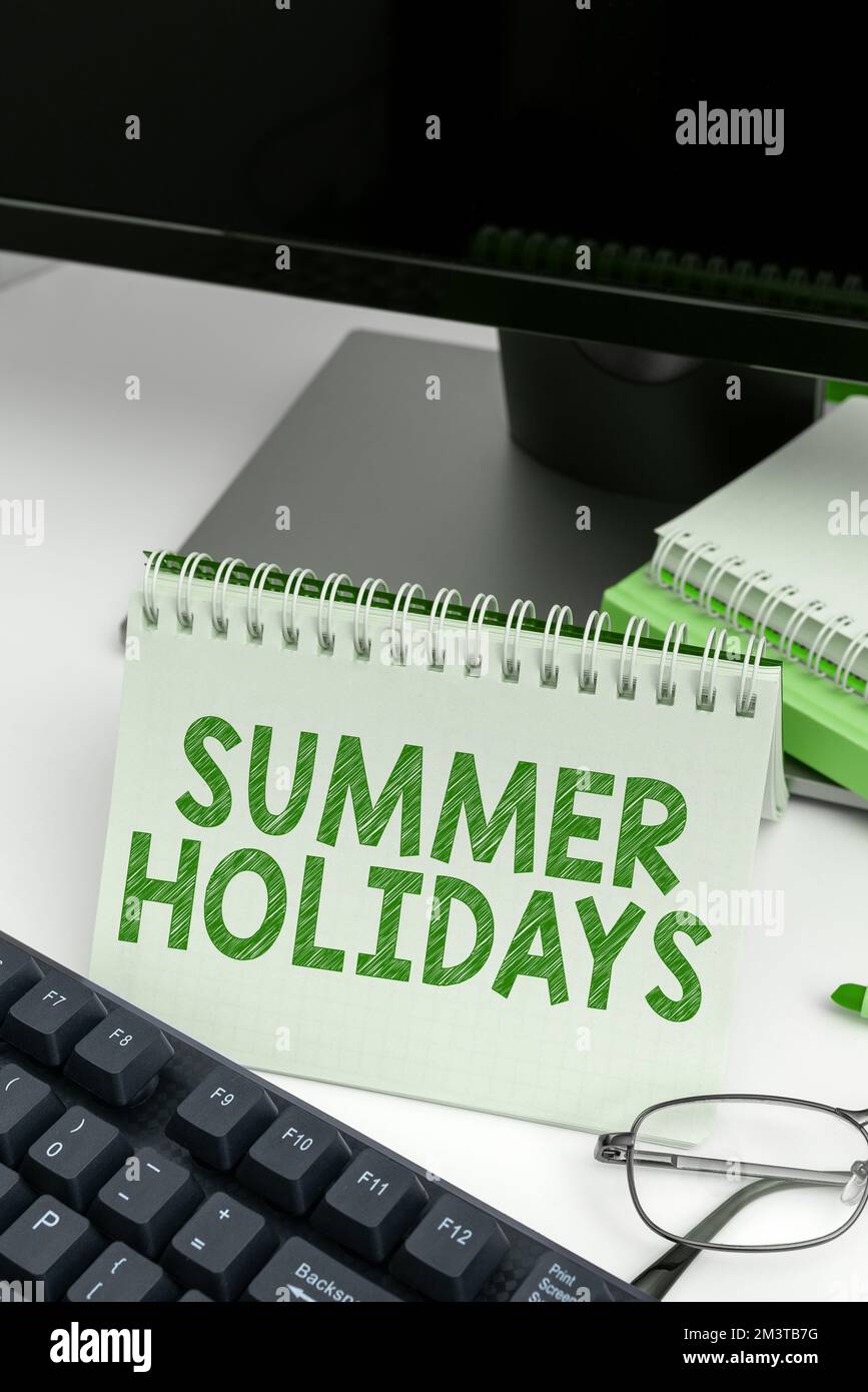 Text showing inspiration Summer Holidays. Concept meaning Vacation ...