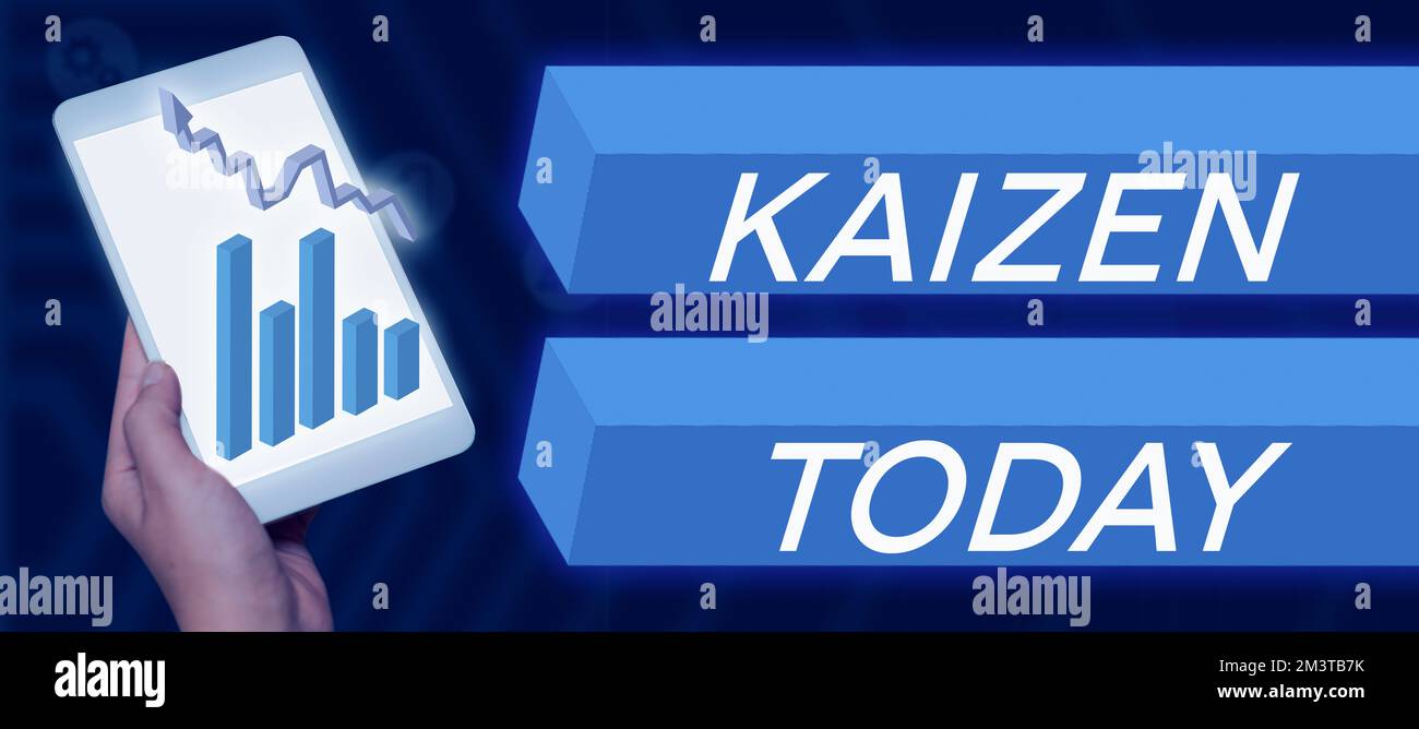 Text caption presenting Kaizen. Concept meaning a Japanese business ...