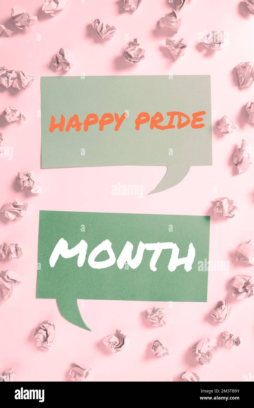 Handwriting text Happy Pride Month. Business concept period of feeling ...