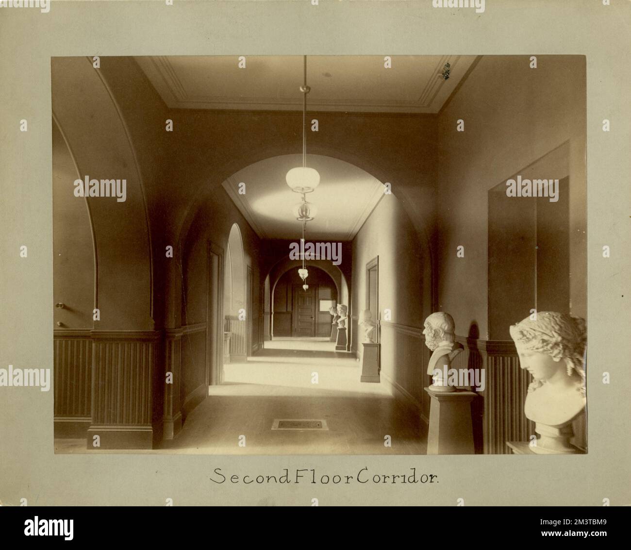 Second floor corridor, Newbury Street Campus , Passageways, Sculpture, Massachusetts Normal Art ...