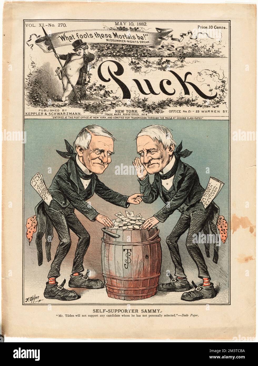 Self-supporter Sammy , Presidential elections, Barrels, Money, Tilden ...