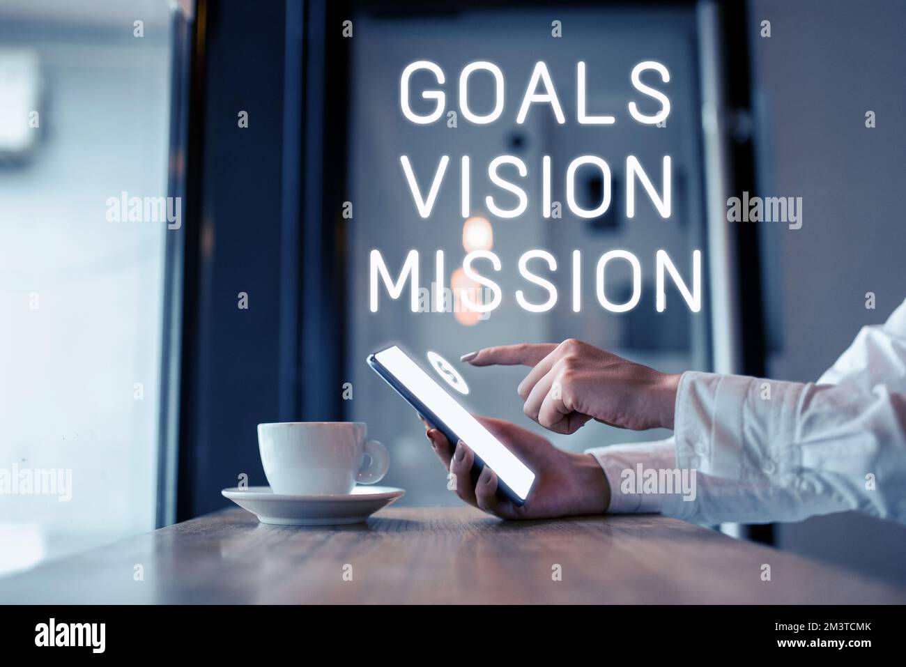 Text showing inspiration Goals Vision Mission. Word Written on ...