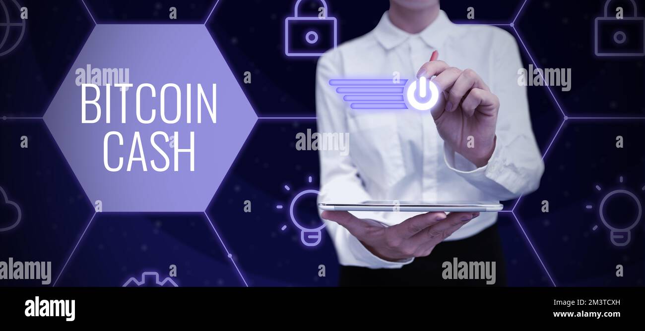 Conceptual caption Bitcoin Cash. Concept meaning Type of cryptocurrency ...