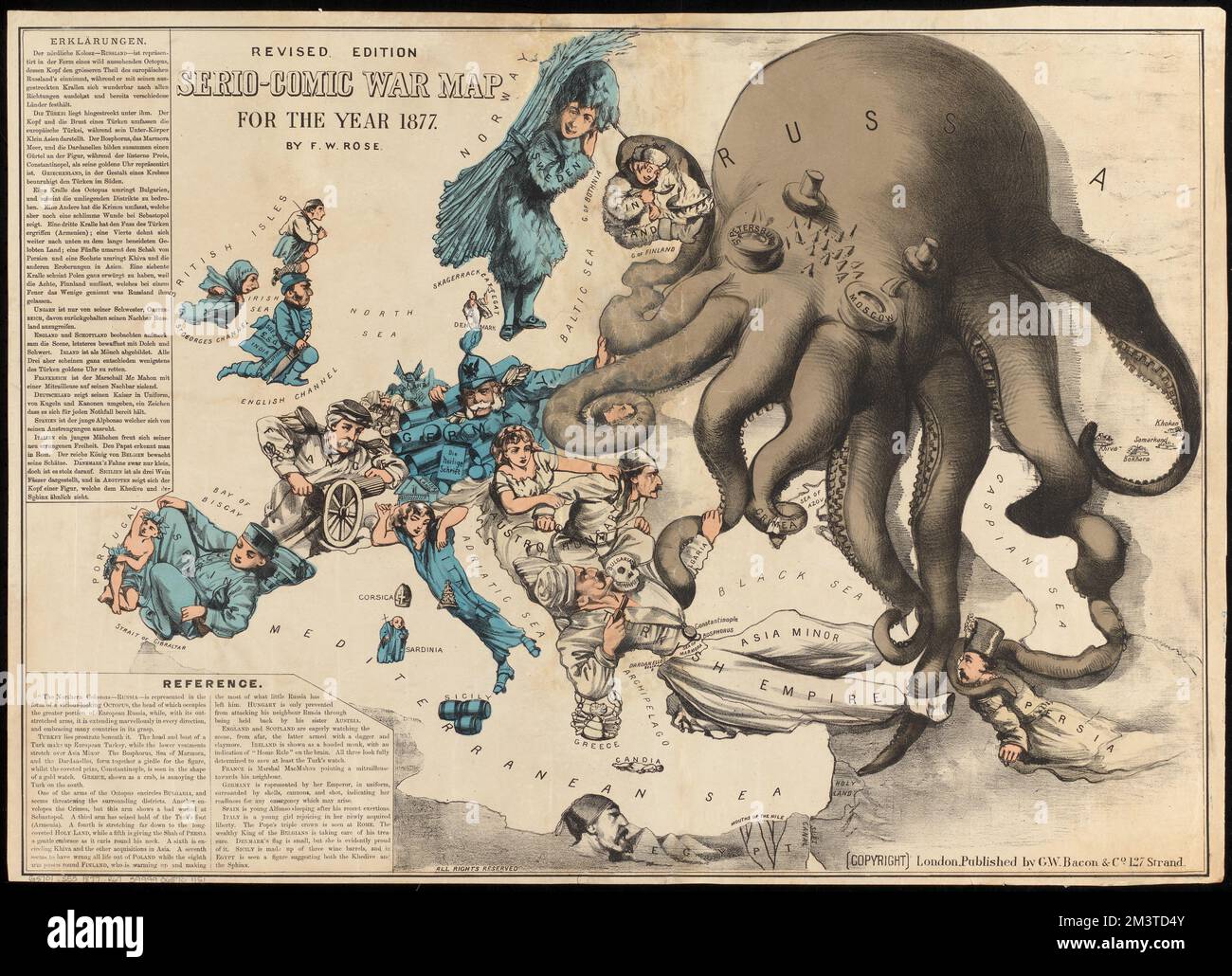 Serio-comic war map for the year 1877 , Russo-Turkish War, 1877-1878 ...