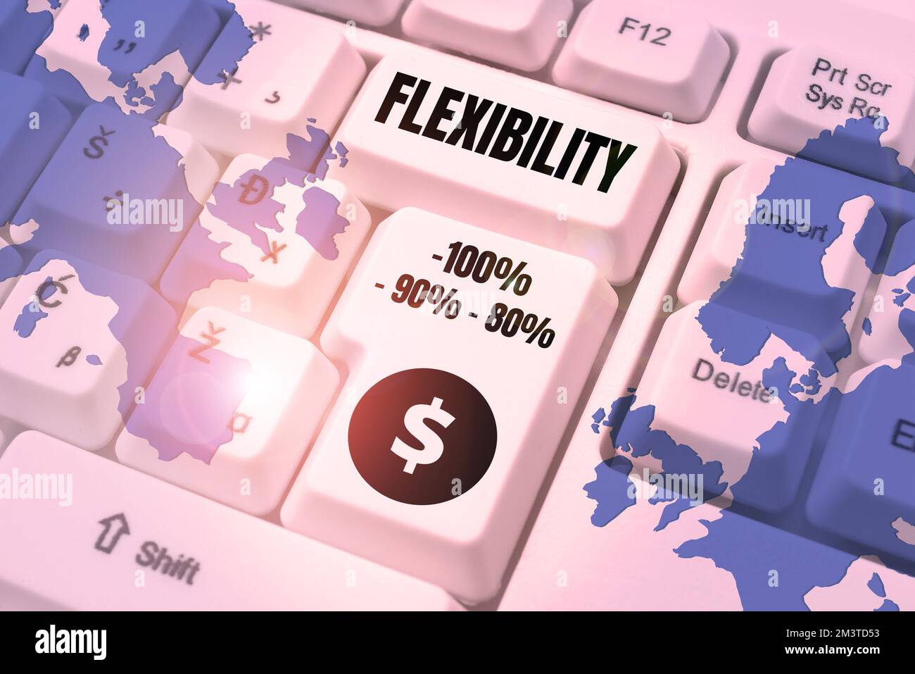 Hand writing sign Flexibility 100 90 80 . Word for How much flexible ...