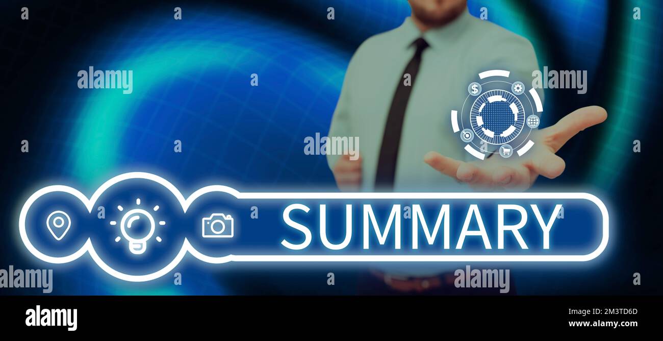 Hand Writing Sign Summary Word Written On Brief Statement Abstract Synopsis Concise Abbreviated