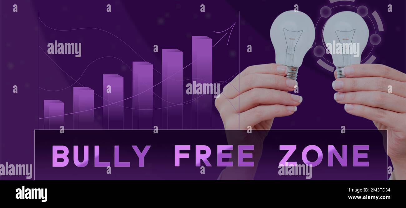 Conceptual caption Bully Free Zone. Word for Be respectful to other ...