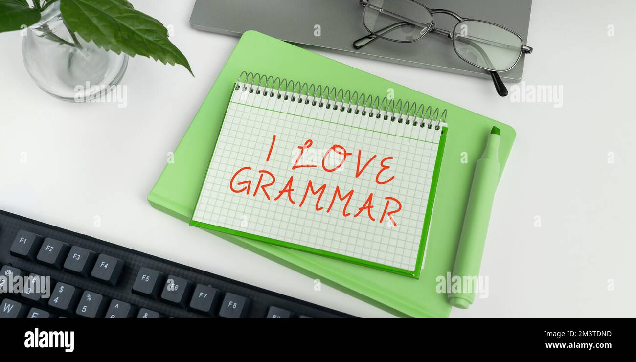 Writing displaying text I Love Grammar. Conceptual photo act of ...
