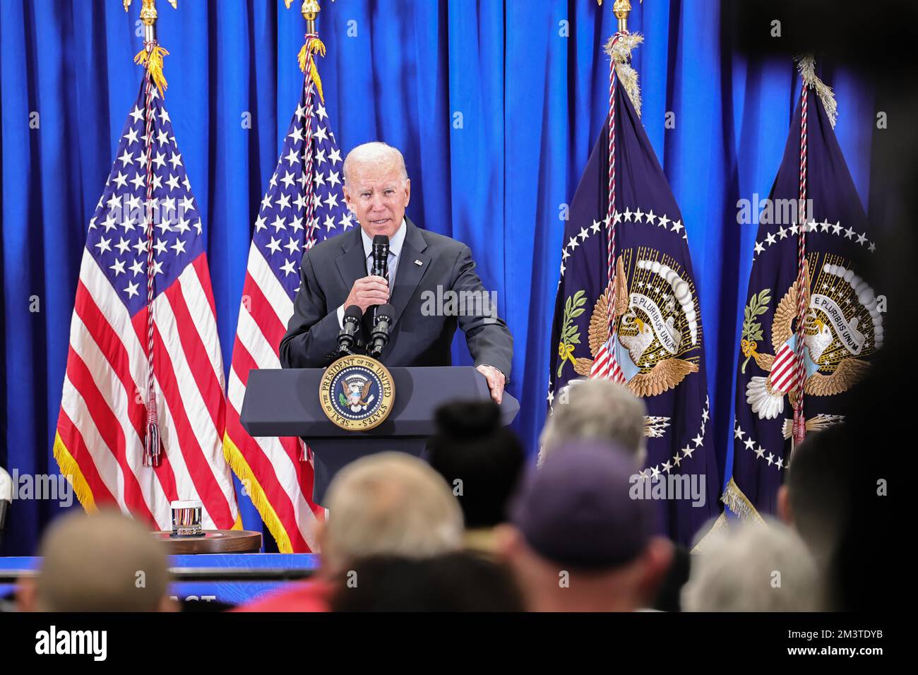 United States President Joe Biden makes remarks as he participates in a ...