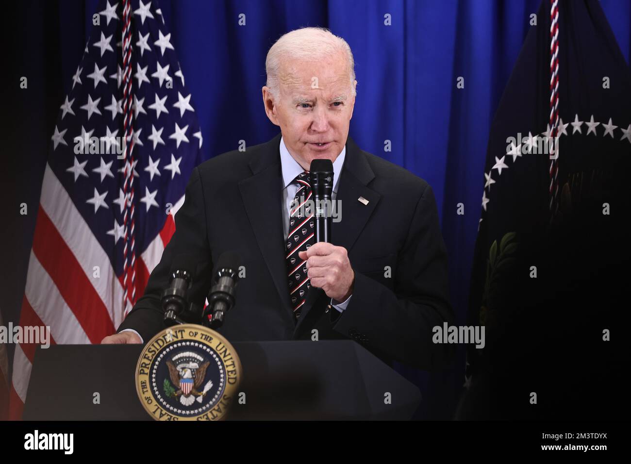 United States President Joe Biden makes remarks as he participates in a ...