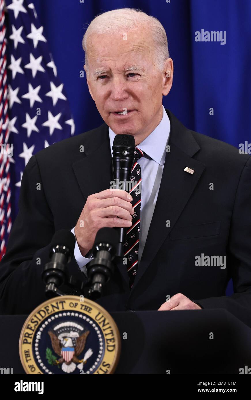 United States President Joe Biden makes remarks as he participates in a ...