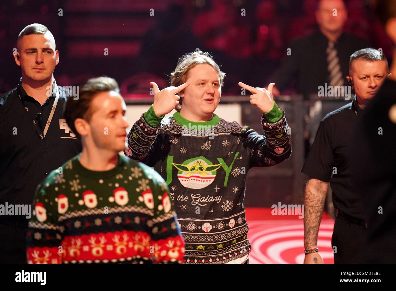 EDITORS NOTE GESTURE: Singer Lewis Capaldi can be seen during day two ...