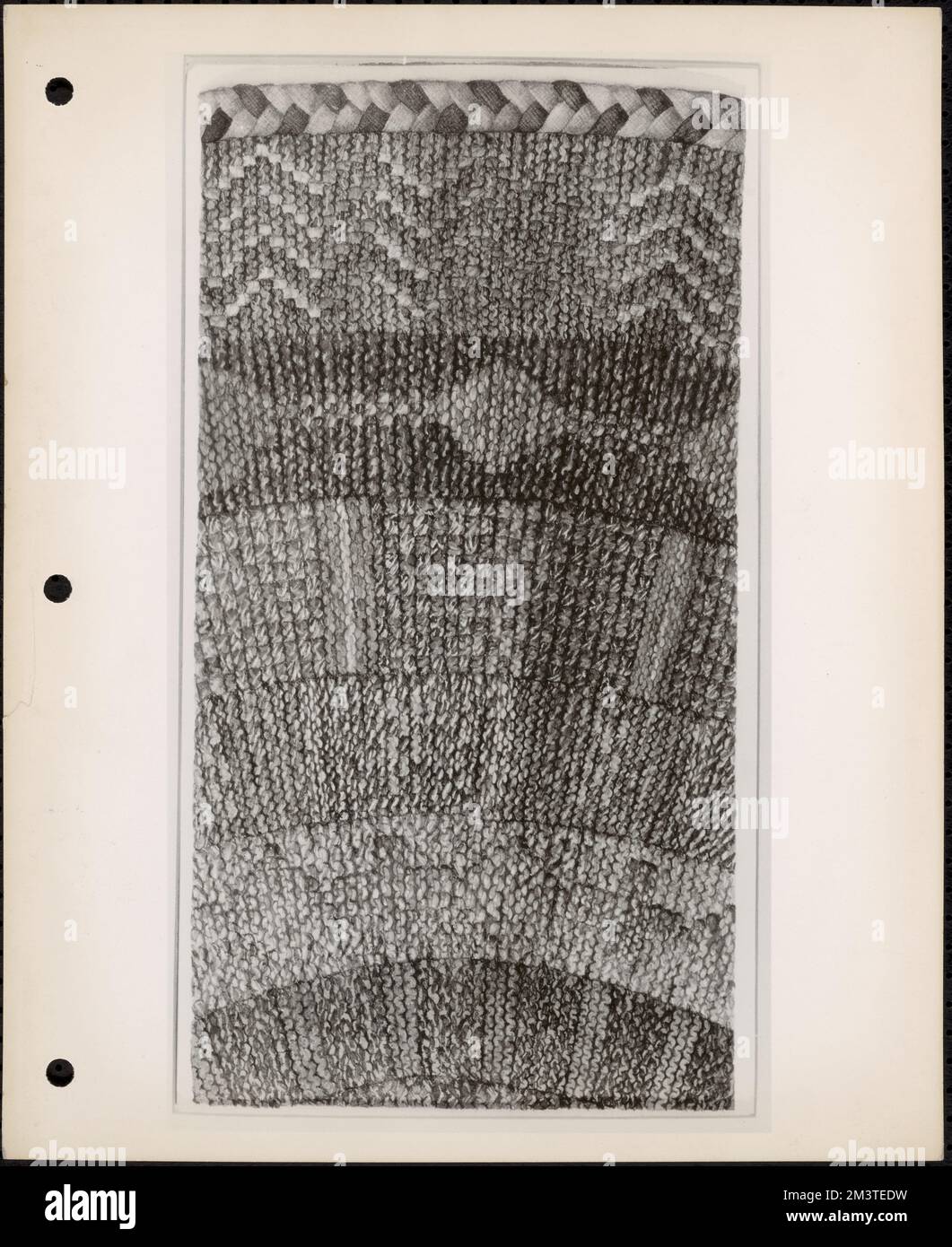 Shaker knitted rug with braid border. Made by Elvira Hulett, Hancock ...