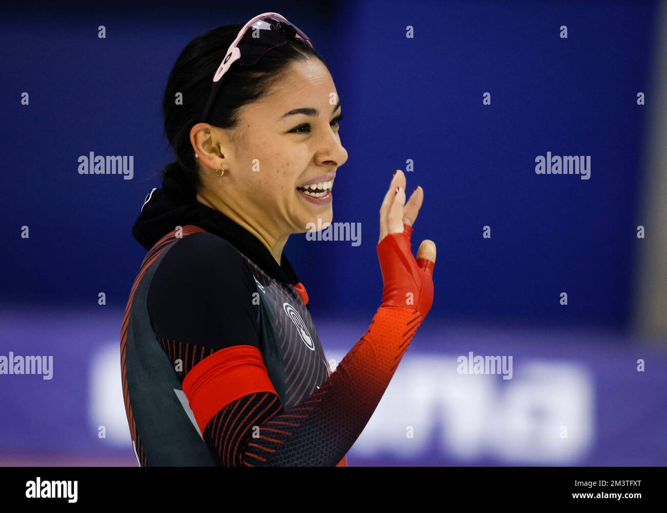 Canada's Carolina Hiller waves to fans following her race in the women ...