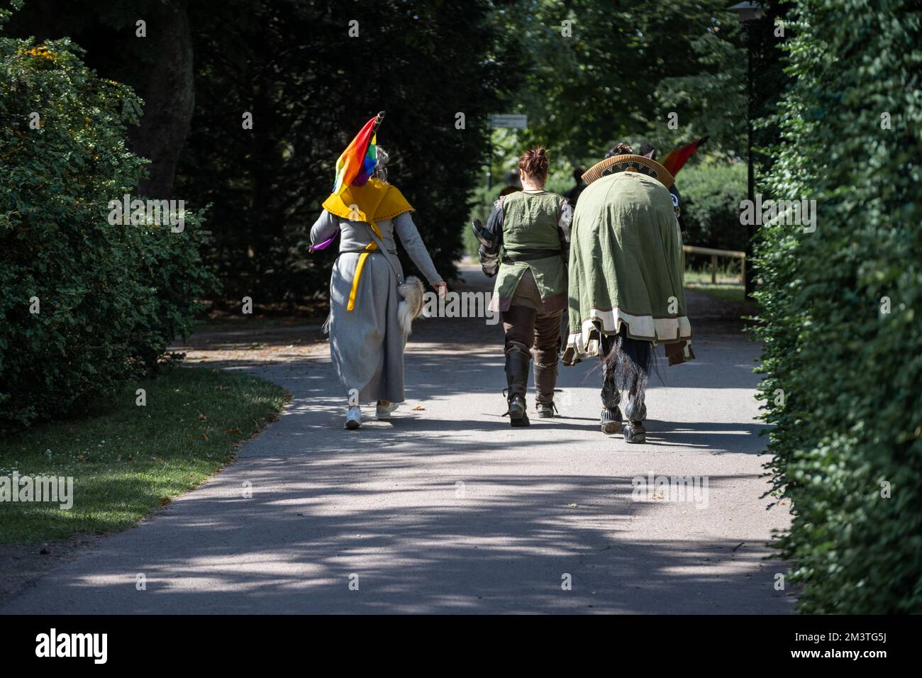 Malmö, Sweden - July 09 2022: Participant of a medieval gathering ...