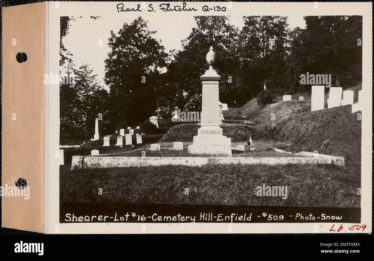 Shearer, Cemetery Hill Cemetery, lot 16, Enfield, Mass., ca. 1930-1931 ...