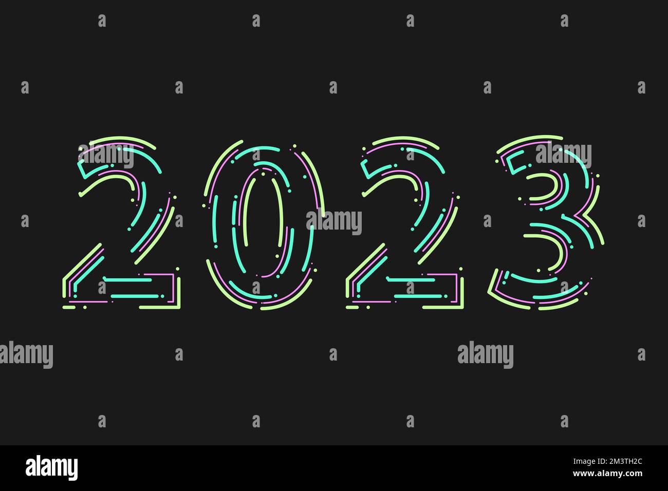 Colorfool neon tube numbers 2023. New year neon color numbers Stock ...