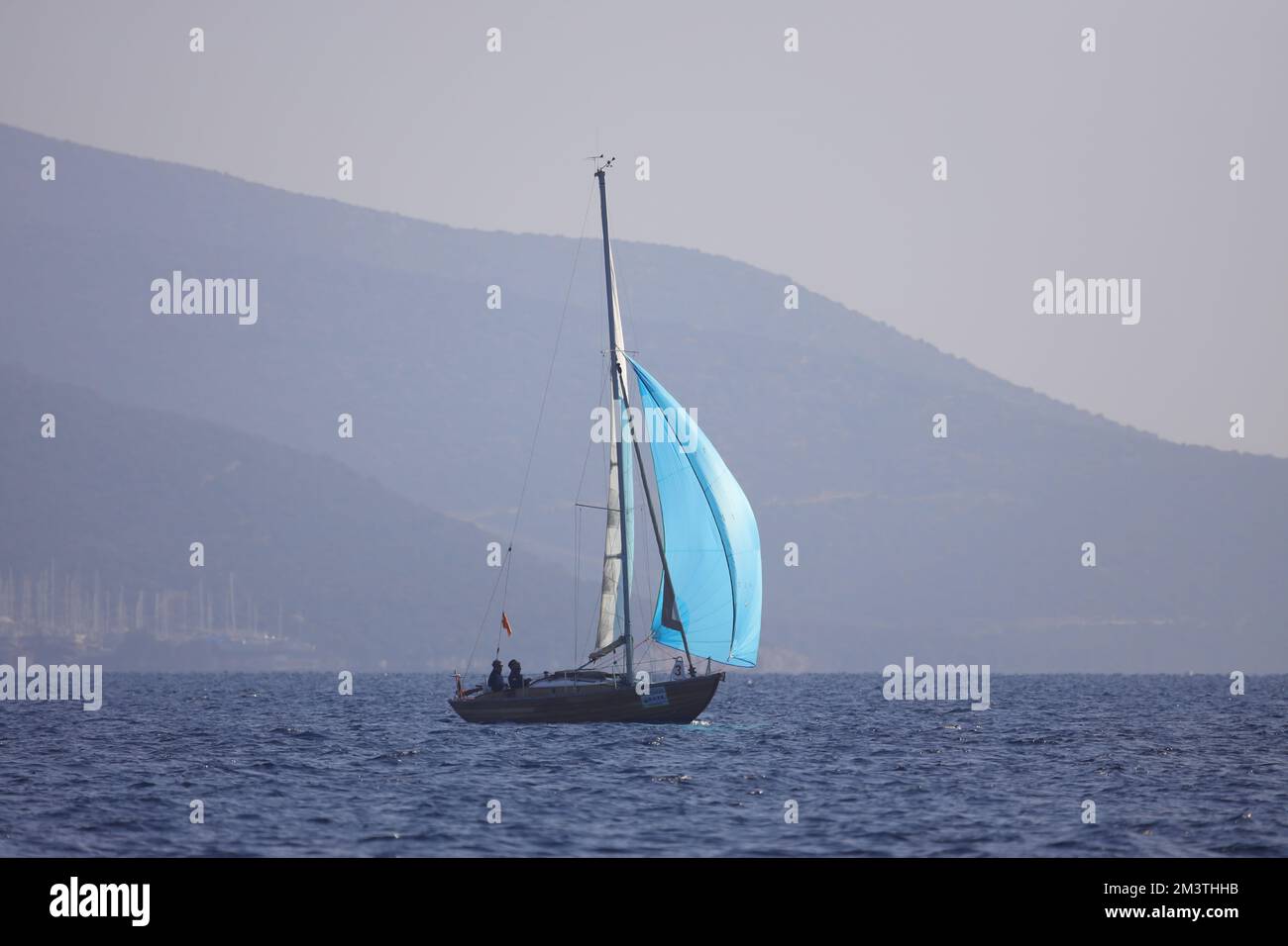 Bodrum,Turkey. 04 December 2022: Sailboats sail in windy weather in the ...