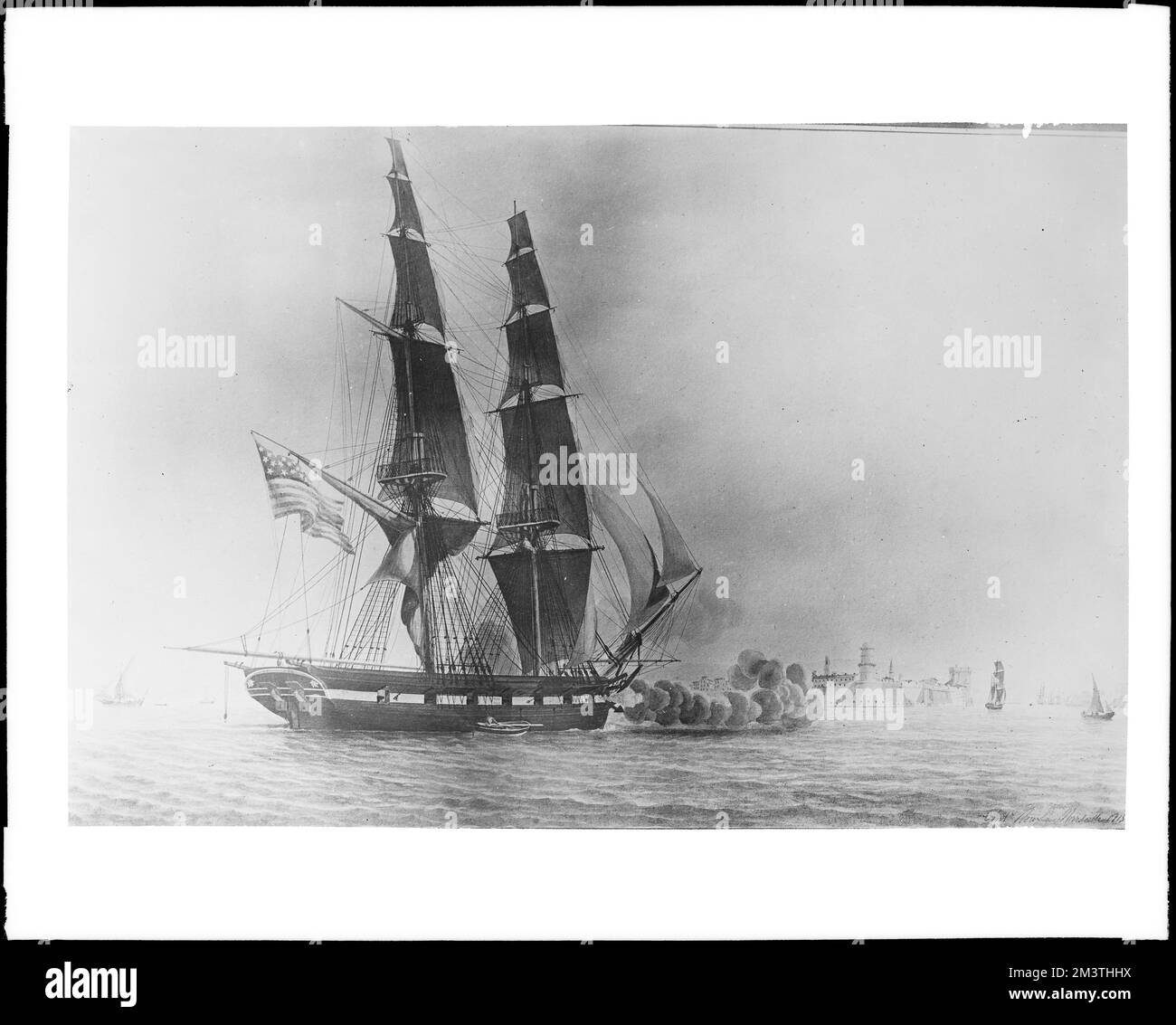 Shipping, brig Grand Turk, William Austin, commander, saluting ...