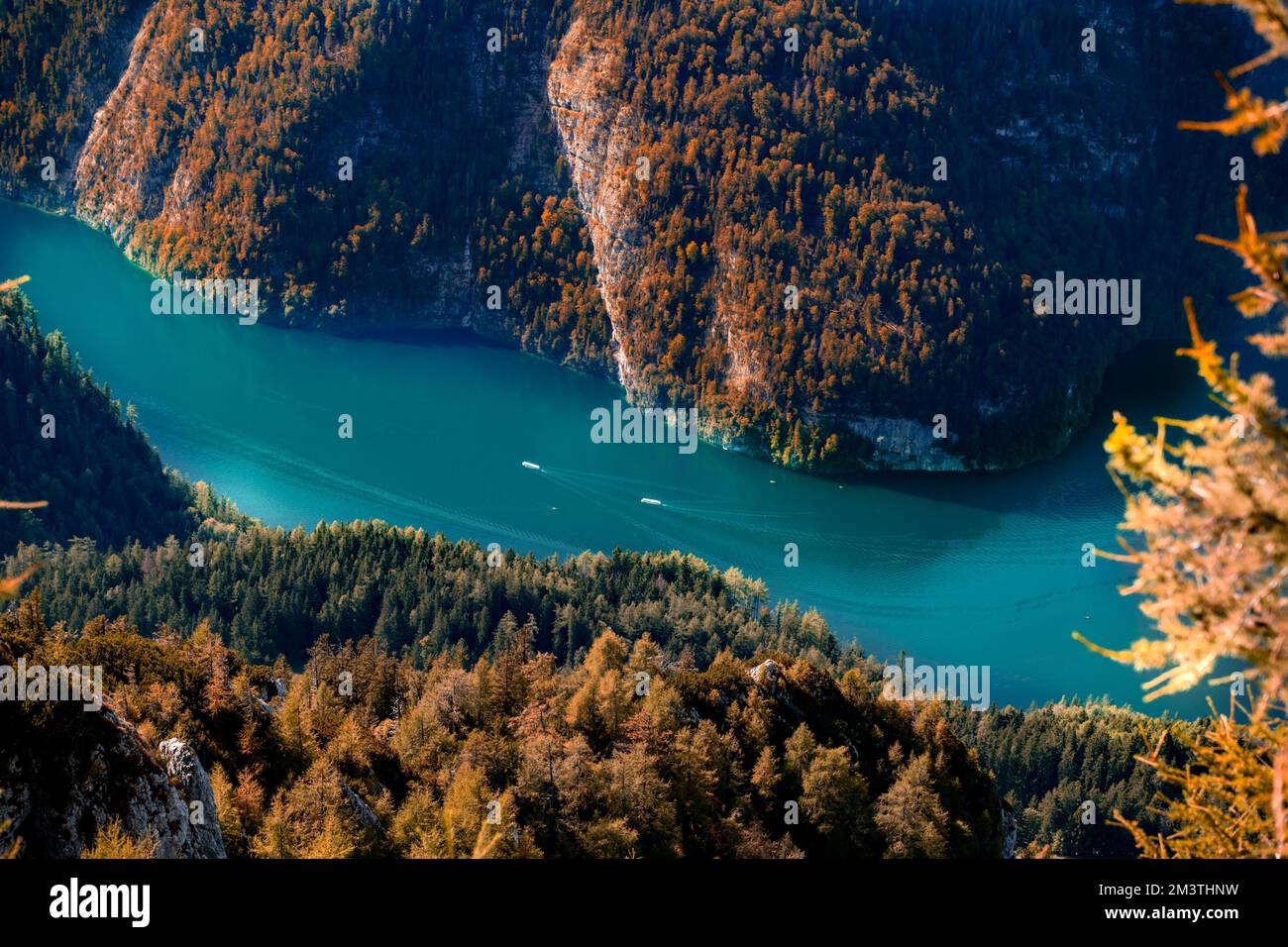 An aerial view of a river between mountains Stock Photo - Alamy