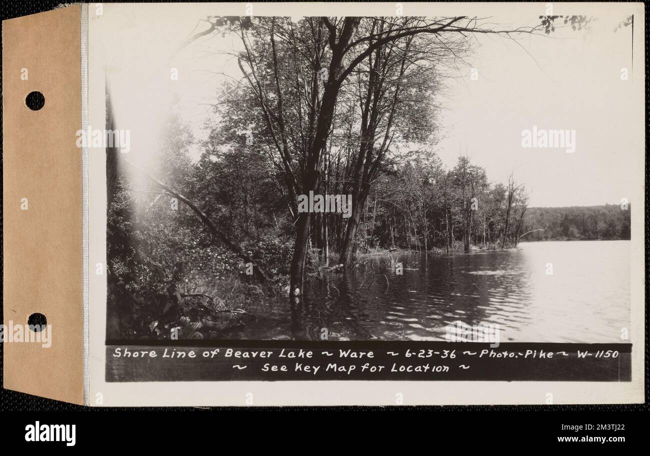 Shore line of Beaver Lake, Ware, Mass., Jun. 23, 1936 , waterworks ...