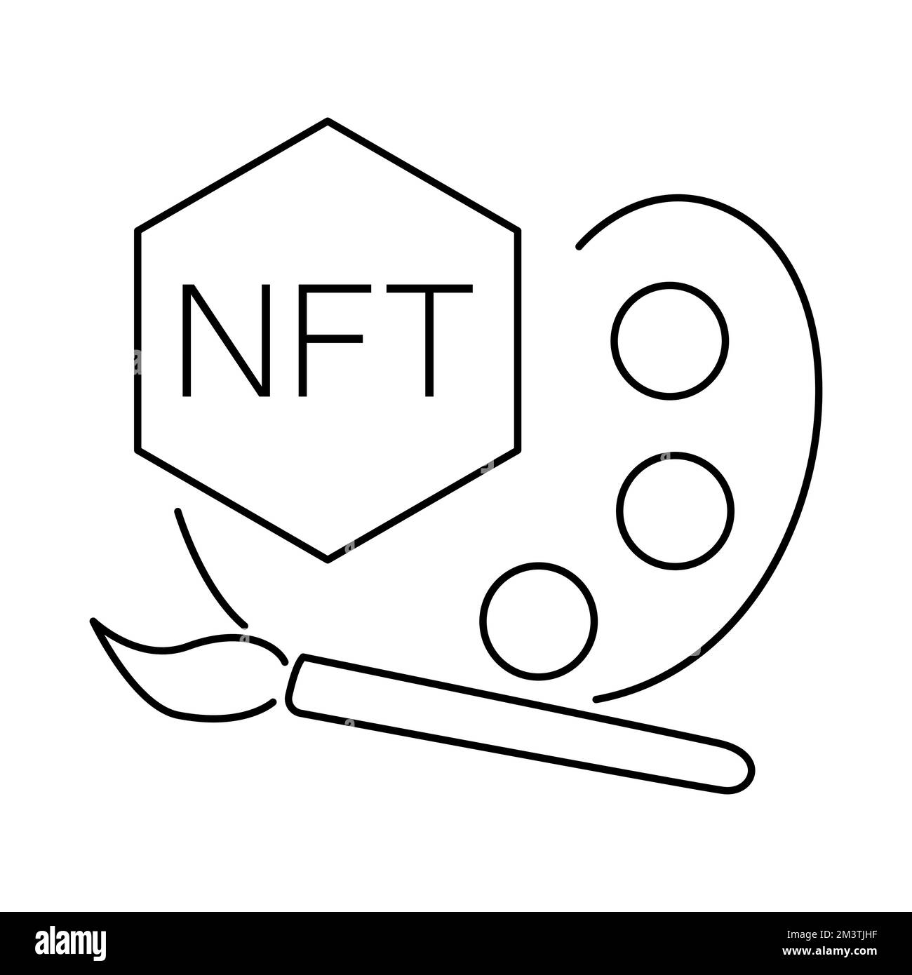 NFT art line icon. linear style sign for mobile concept and web design. Non fungible token ...