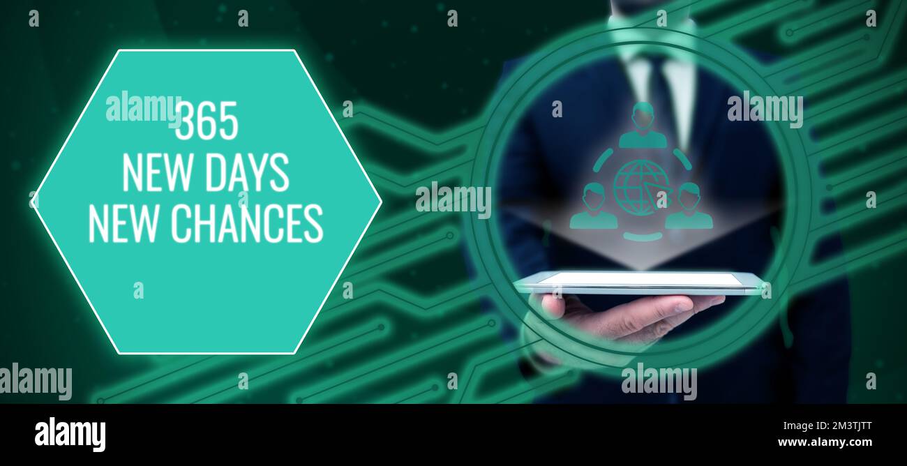 Text caption presenting 365 New Days New Chances. Word for Starting ...
