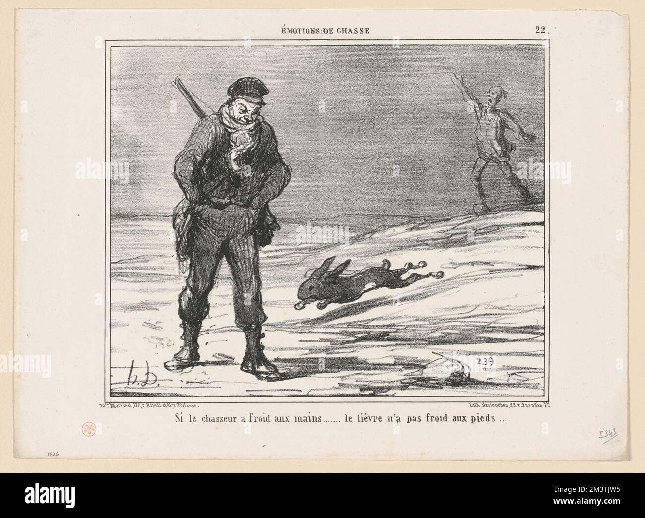 Si le chasseur a froid...le lièvre n'a pas froid.... Honoré Daumier ...
