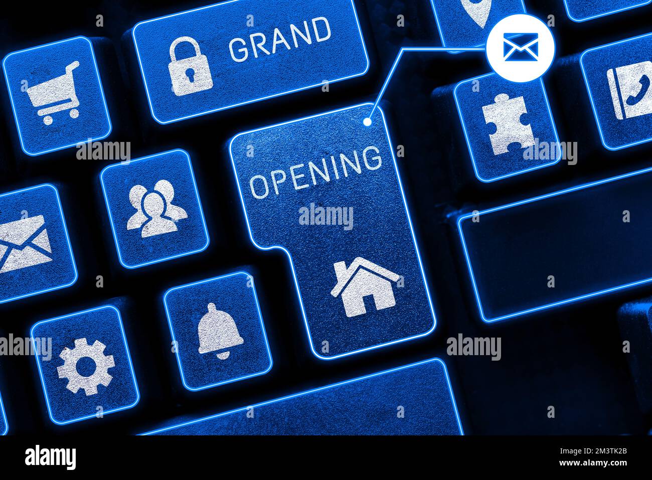 Conceptual display Grand Opening. Business showcase Ribbon Cutting New ...