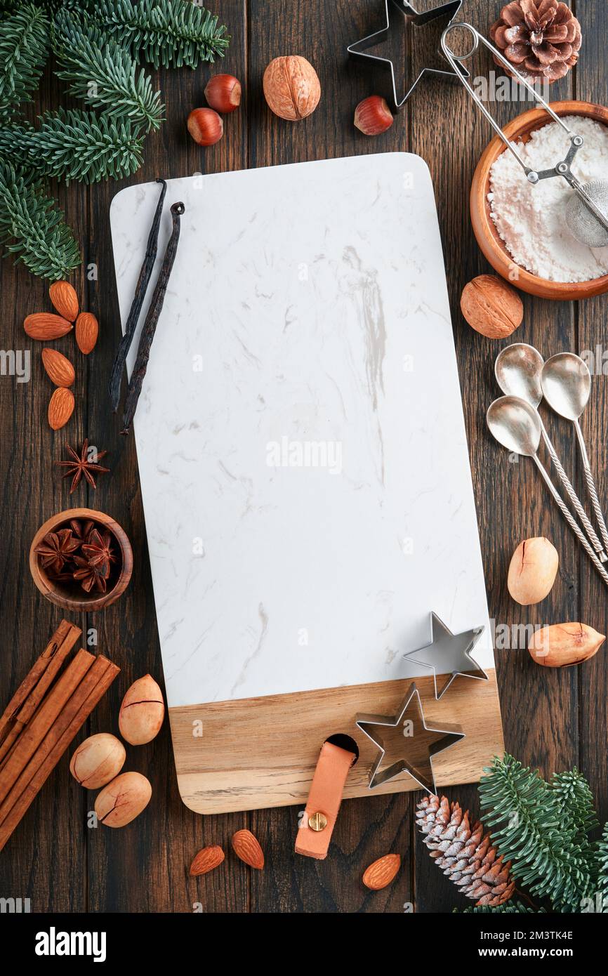 Culinary or food background with christmas winter spices and ...